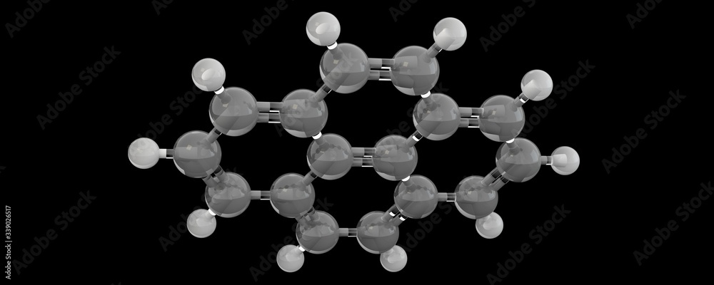 3d glass chemical structure of pyrene molecule Stock Illustration ...