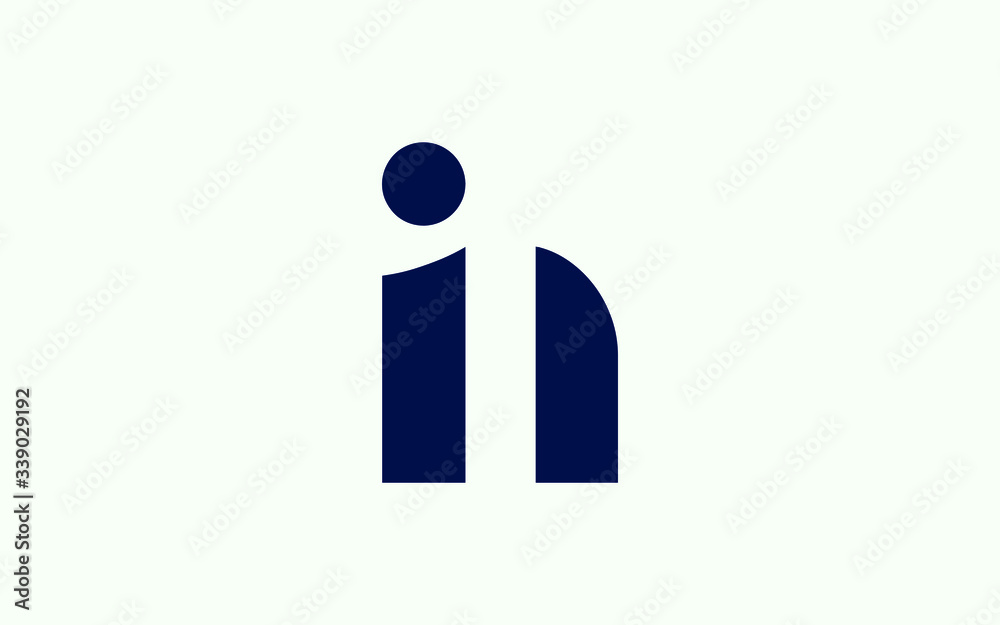 in or ni and i or n lowercase Letter Initial Logo Design, Vector ...