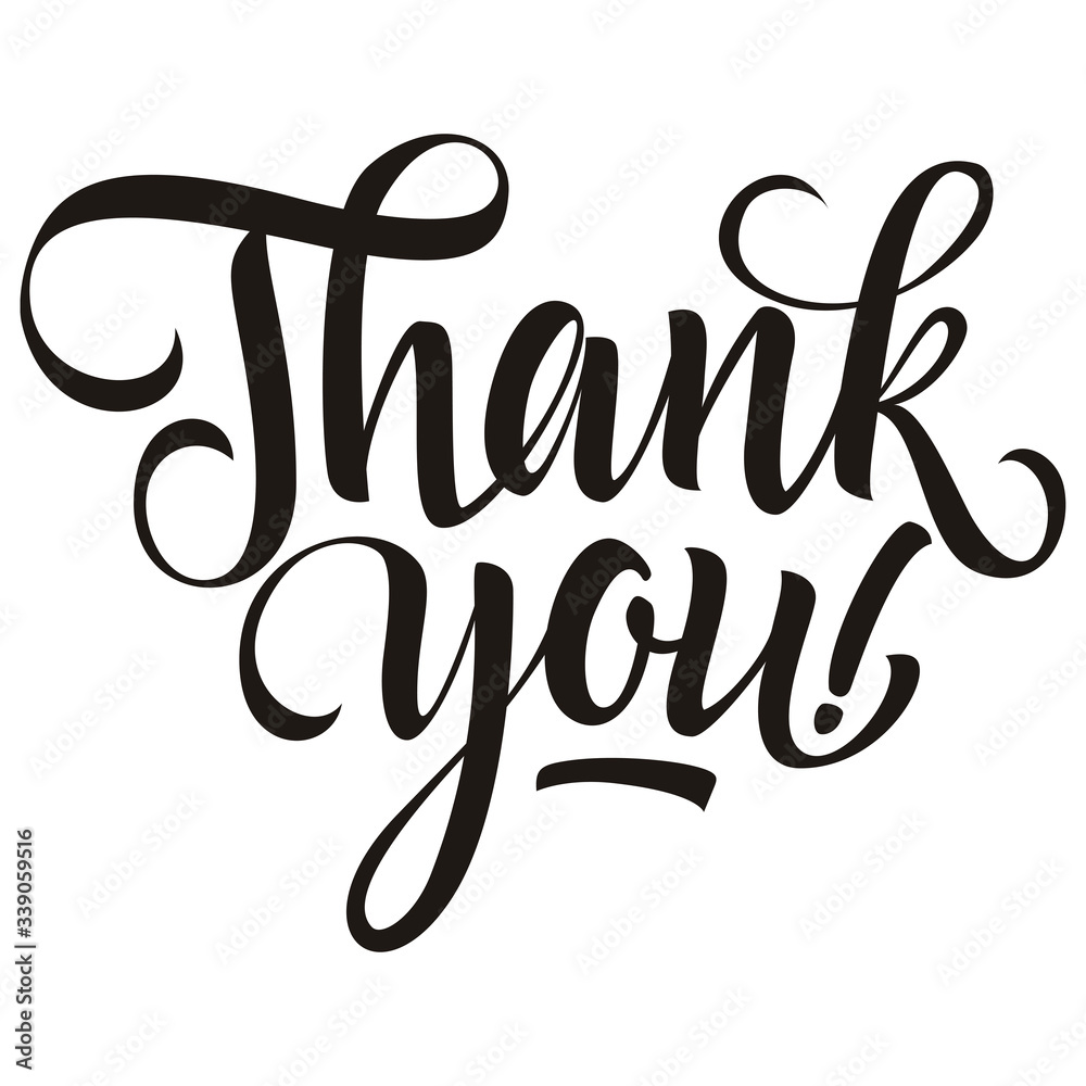 Thank you inscription with exclamation mark, monochrome version Stock ...