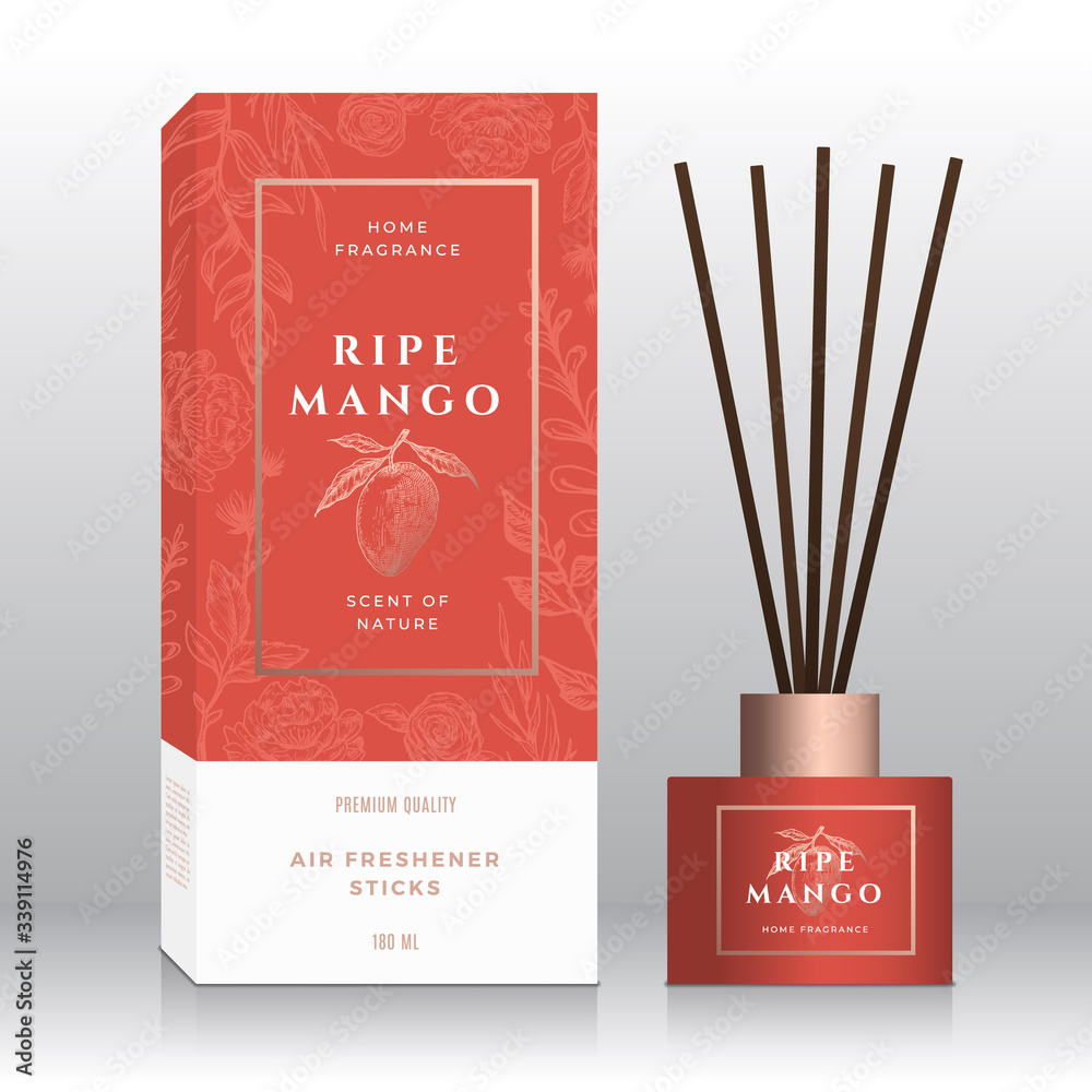 Ripe Mango Home Fragrance Sticks Abstract Vector Label Box Template ...