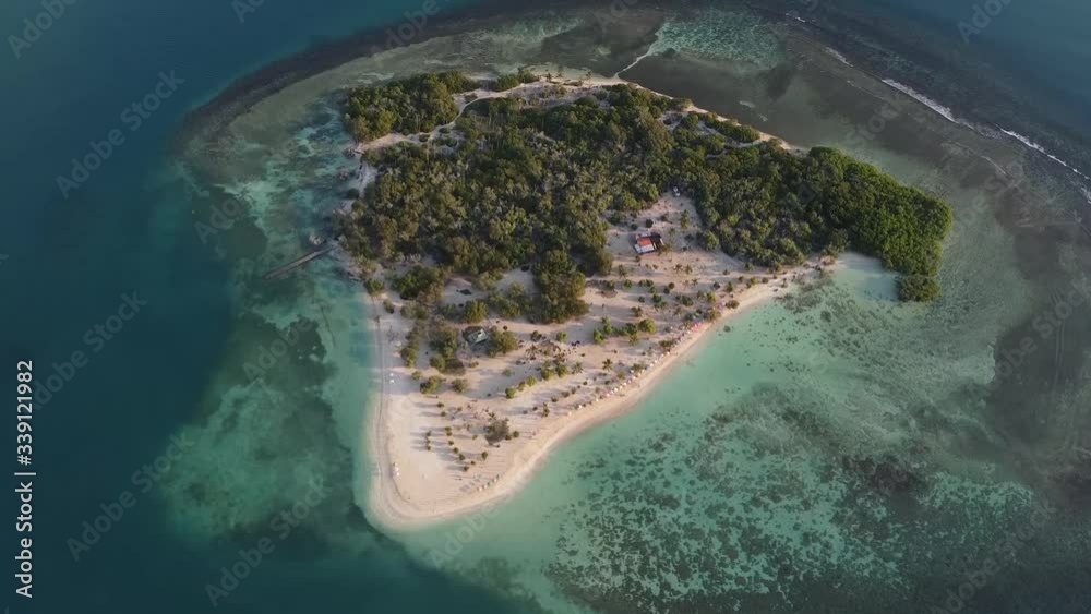 Drone shot, orbiting Cayo Sal island, Morrocoy National Park, Venezuela ...
