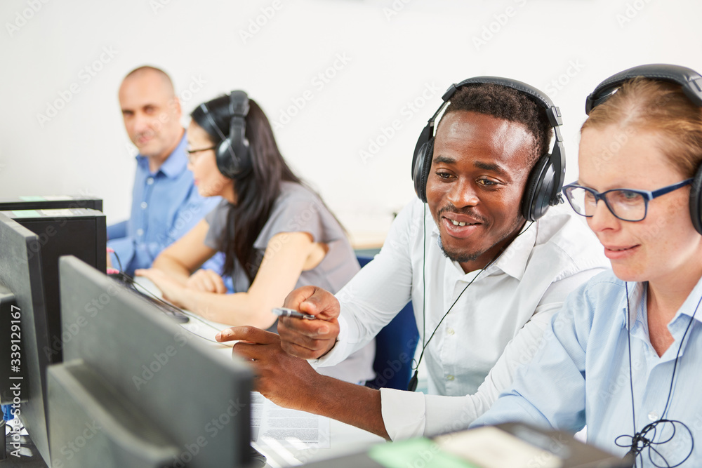 Group of multicultural students in language class Stock Photo | Adobe Stock