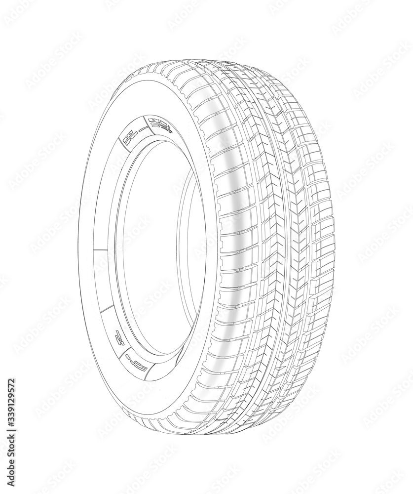 Vettoriale Stock Wheel linear vector car tyre. Vector thin line ...