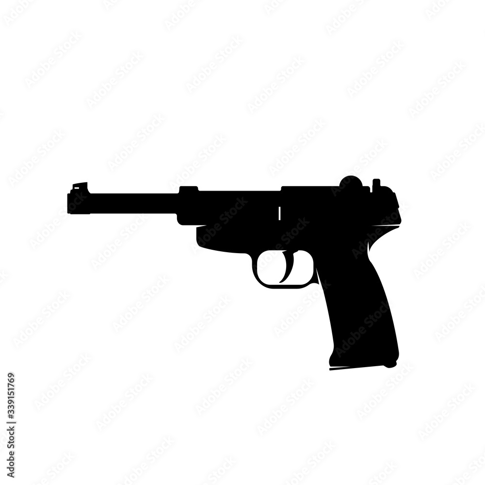 Luger Pistol P08 Parabellum World War II - Vector Illustration Black ...