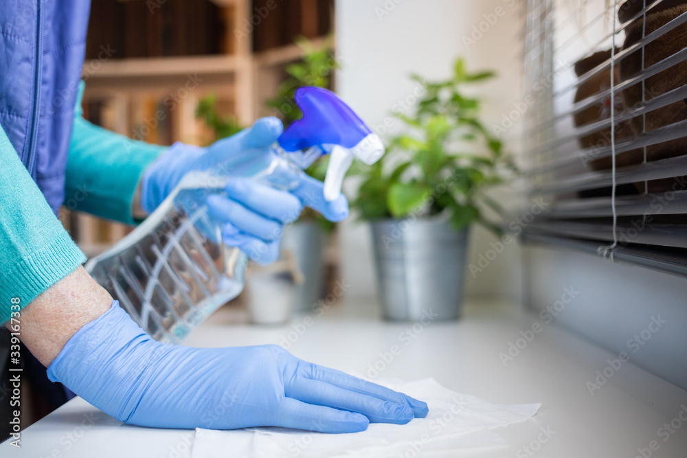 surface home cleaning spraying antibacterial sanitizing spray bottle ...