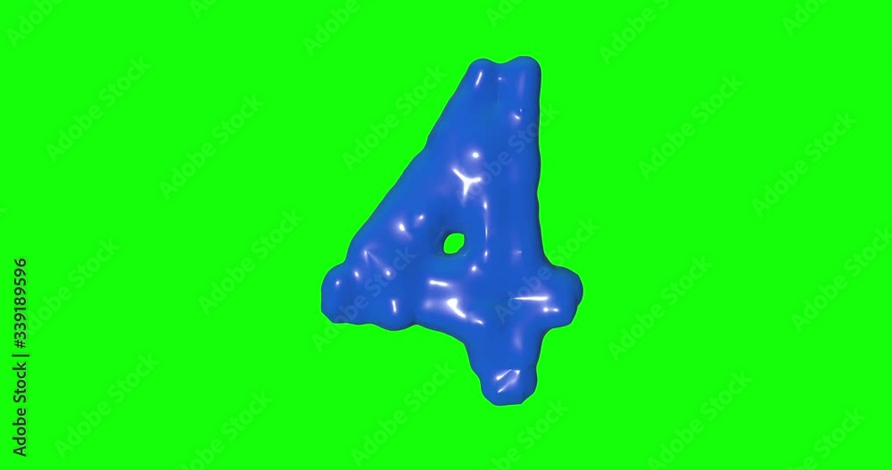 Vidéo Stock Number 4 four made of blue paint appears as drops ...