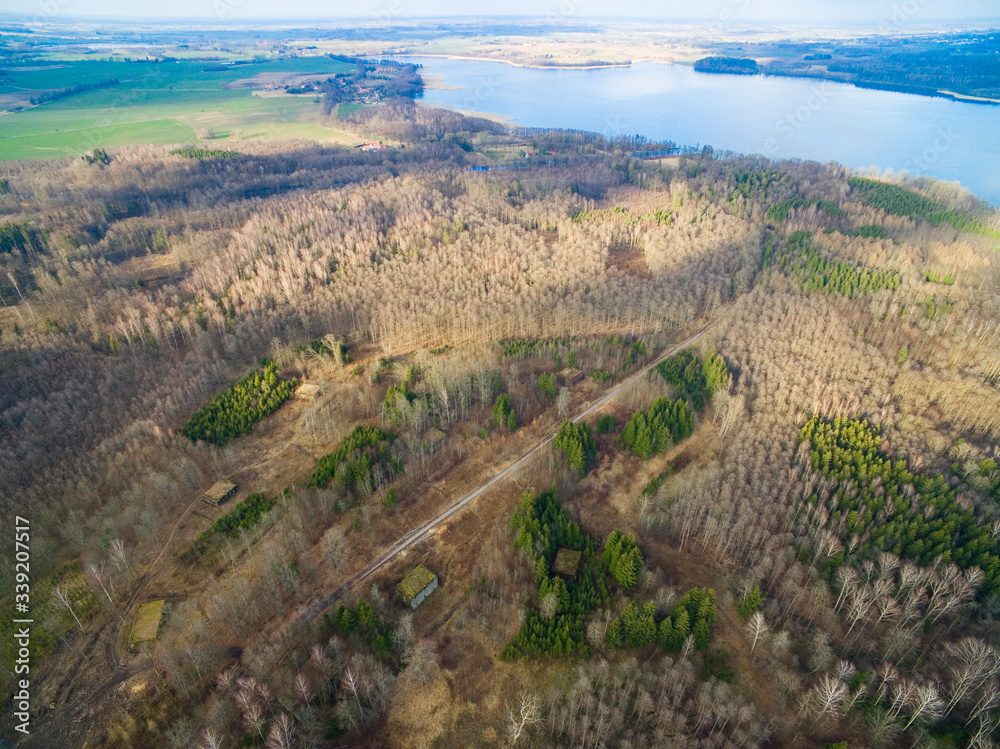 Aerial view of reinforced concrete bunkers belonged to Headquarters of ...