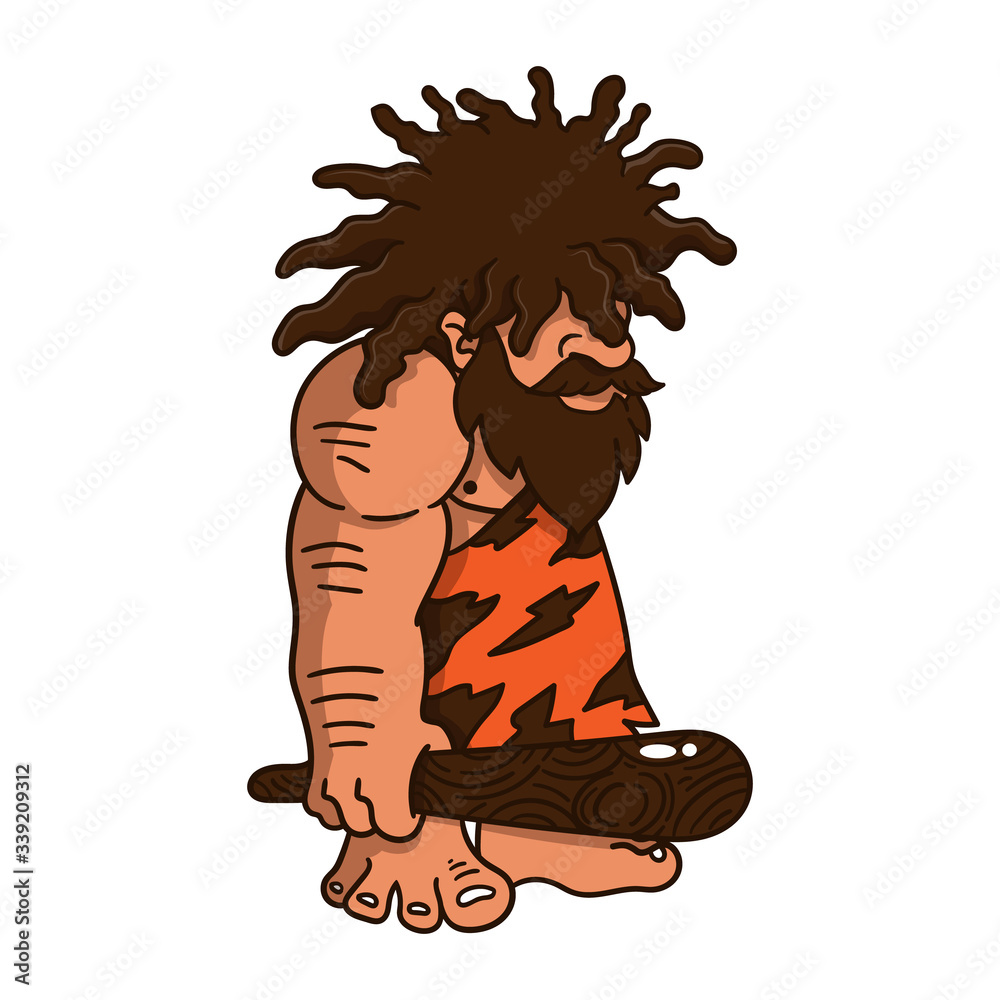 Caveman wearing Sabertooth leather clothing and carrying a Bat ...