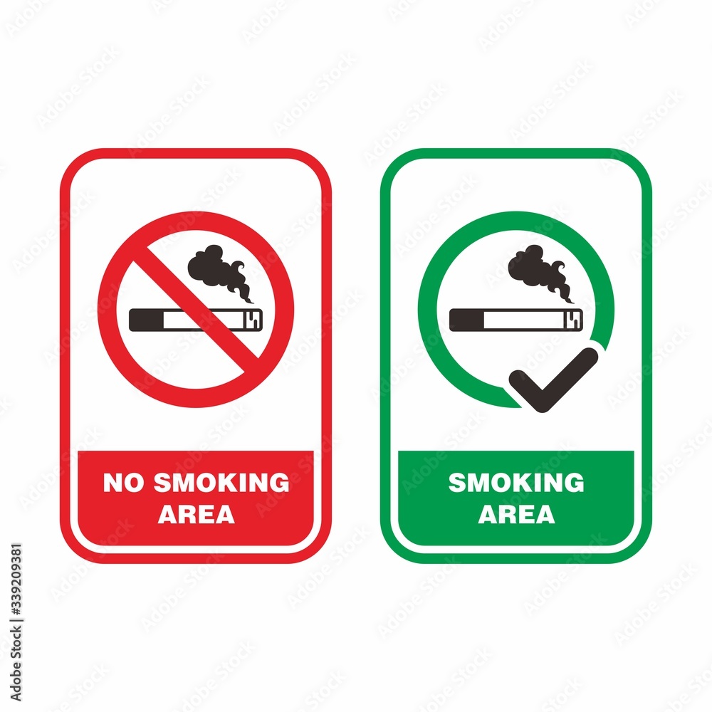 No Smoking Area and Smoking Area Poster Sign Logo Template Vector Stock ...