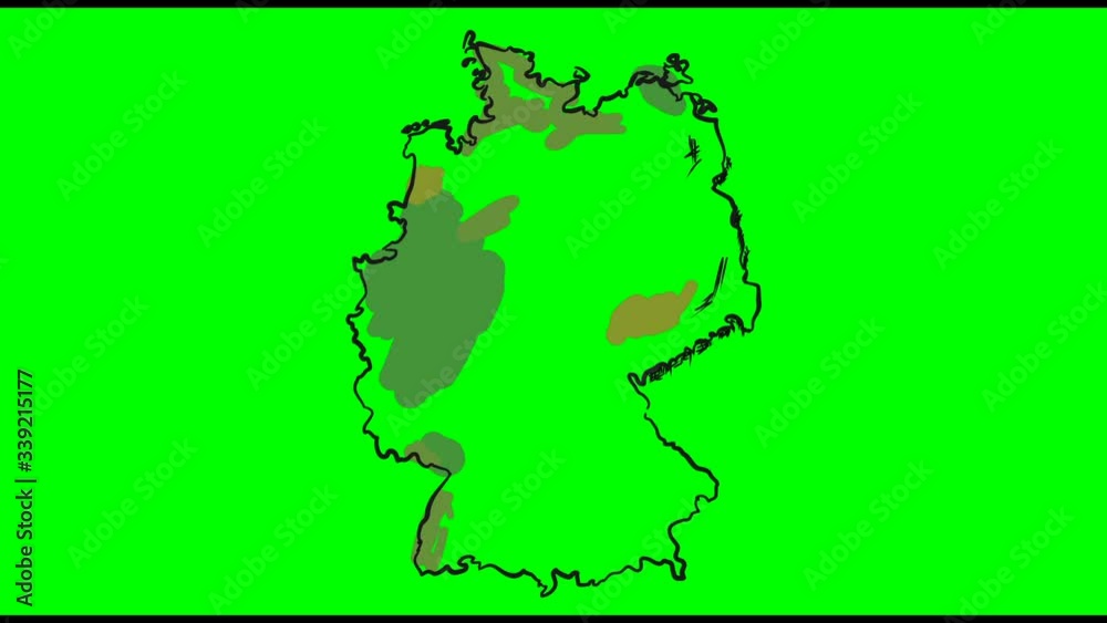 Germany drawing colored map on green screen isolated whiteboard chroma ...