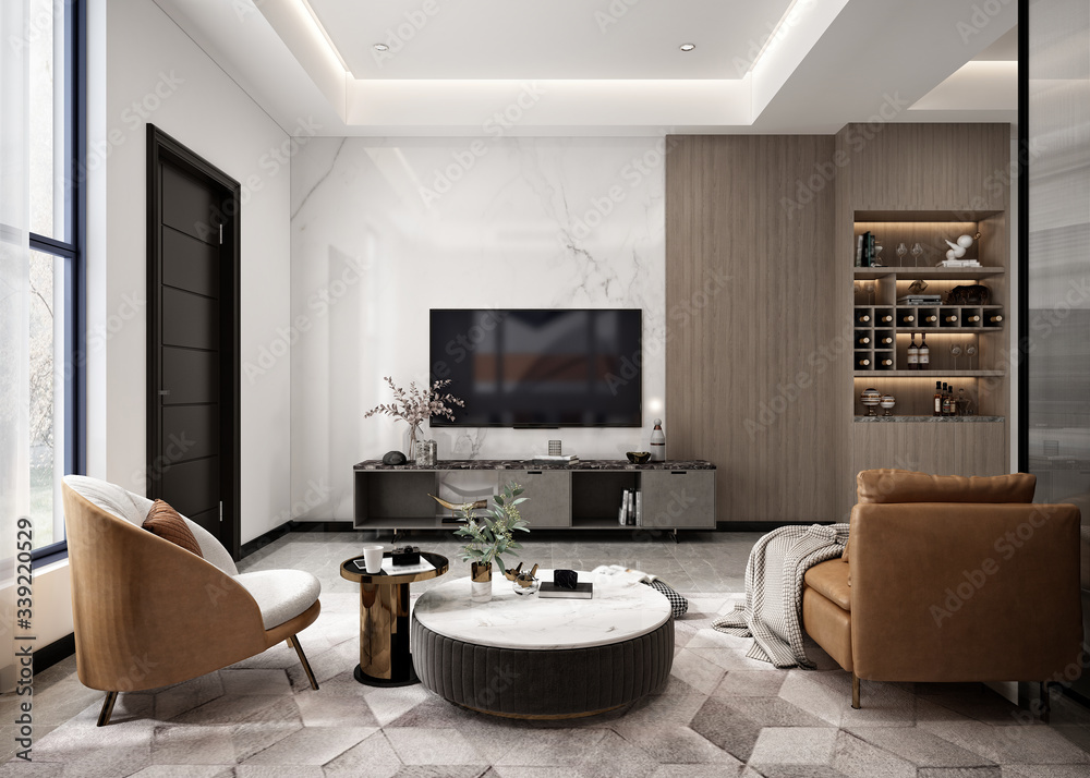 3d render of modern home living room Stock Illustration | Adobe Stock