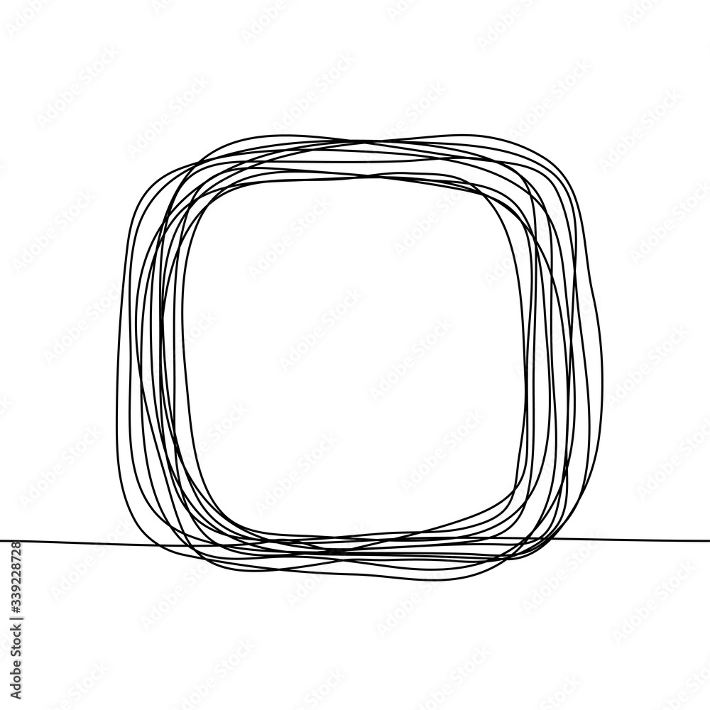 rounded square frame; one continuous line drawing. Black layered ...