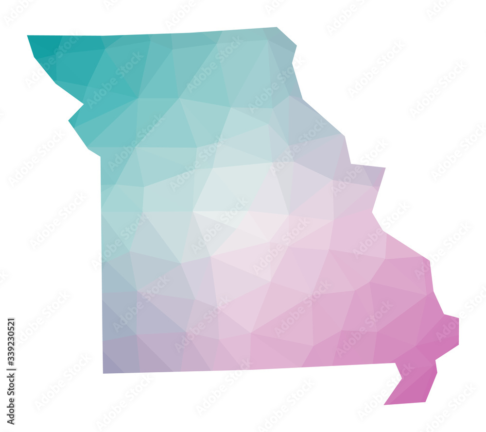 Polygonal map of Missouri. Geometric illustration of the us state in ...