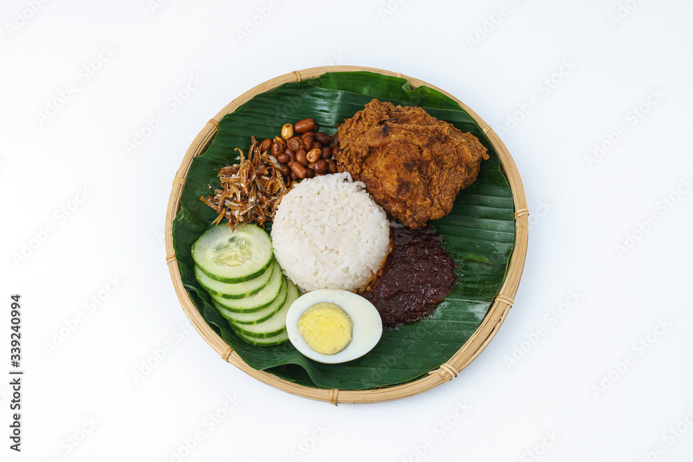Nasi Lemak-Malaysian cuisine isolated on white background Stock Photo ...