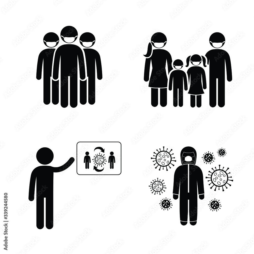 Stick figure stick man virus transmission safety precaution Stock ...