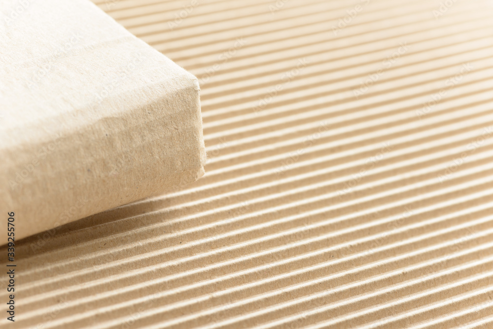 Carton or cardboard packing material. Texture of corrugated paper ...