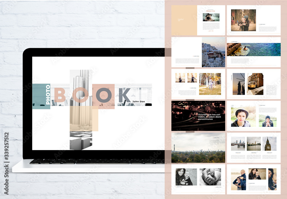 Beige Photo Book Digital Photographer Presentation Layout Stock ...