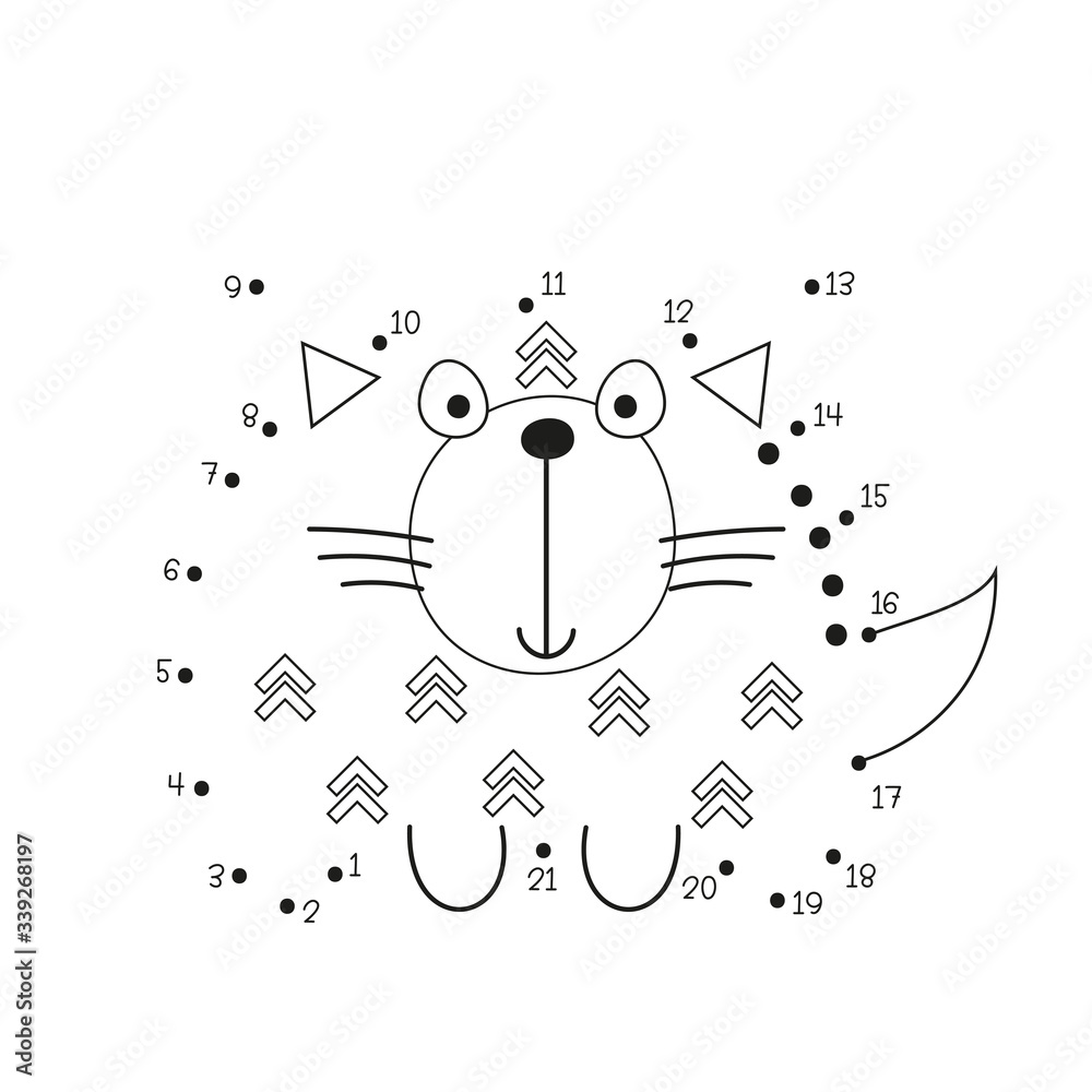 Dot to dot game - the cat. Numbers games for kids. Coloring page ...