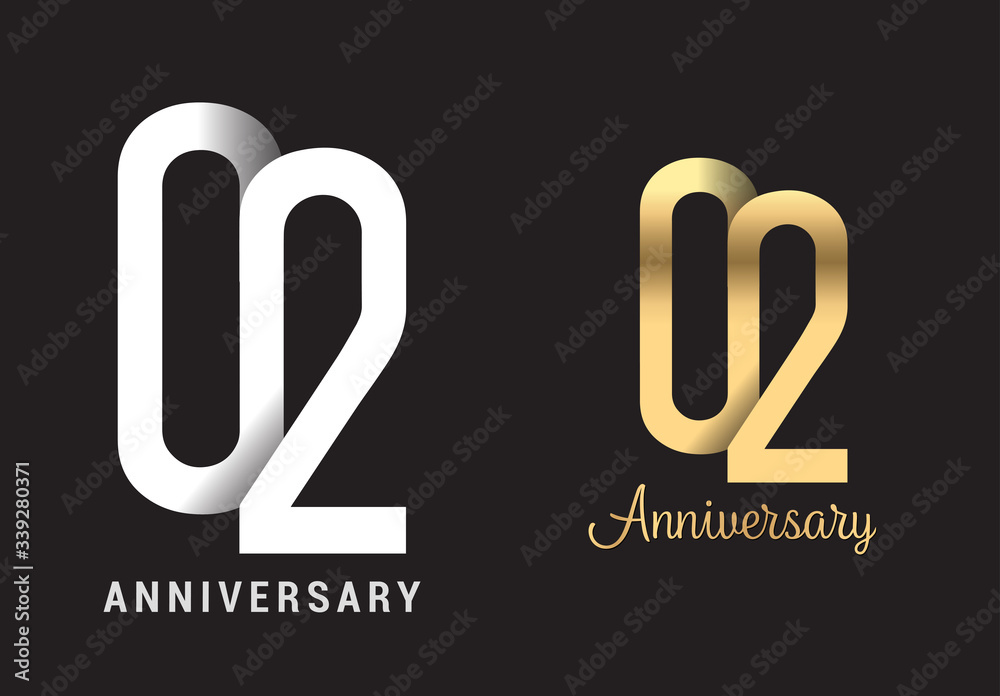 2 years anniversary celebration logo design. Anniversary logo Paper cut ...