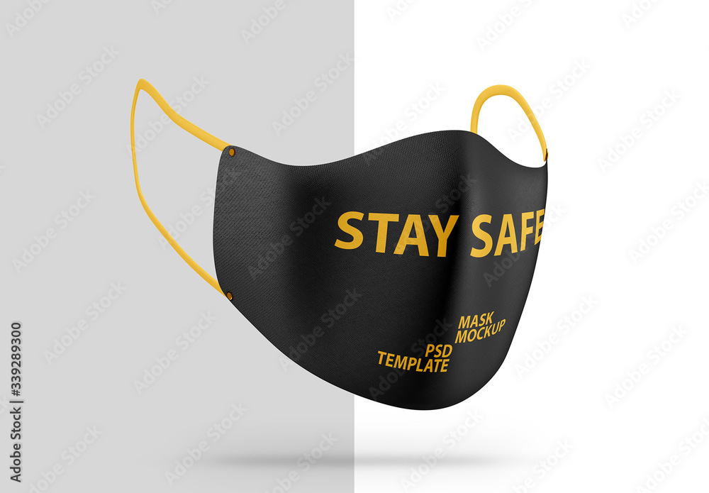 Angled View Face Protection Mask Mockup Stock Template | Adobe Stock