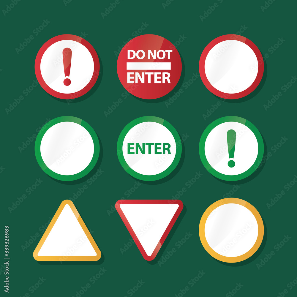 Set of different road signs. Vdctor icons for Enter Do not enter ...
