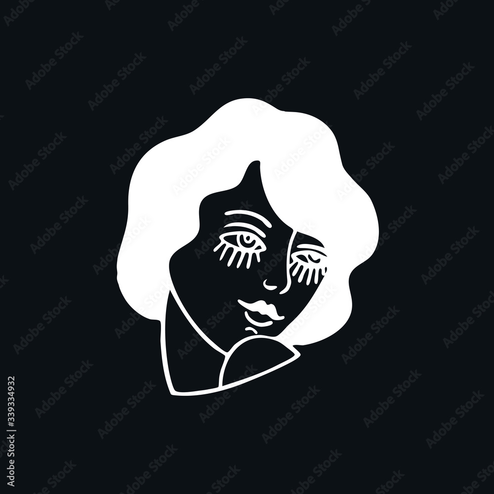 Girl Face Tattoo Flash