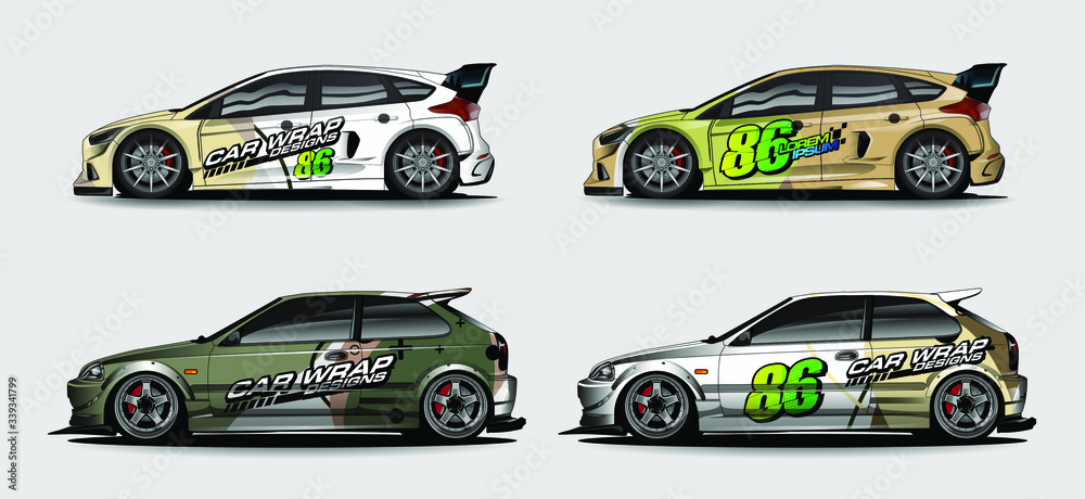 set of vehicle graphic kit vector. Modern abstract background for car ...