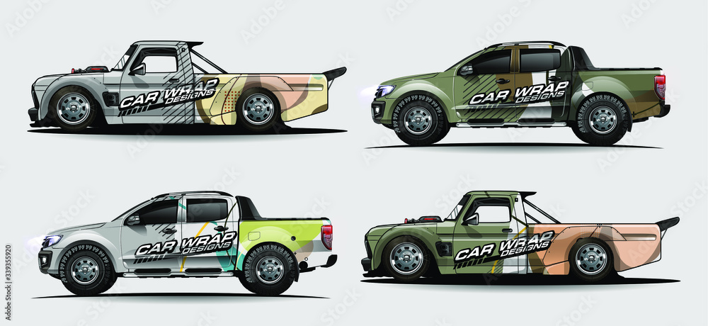 set of vehicle graphic kit vector. Modern abstract background for car ...