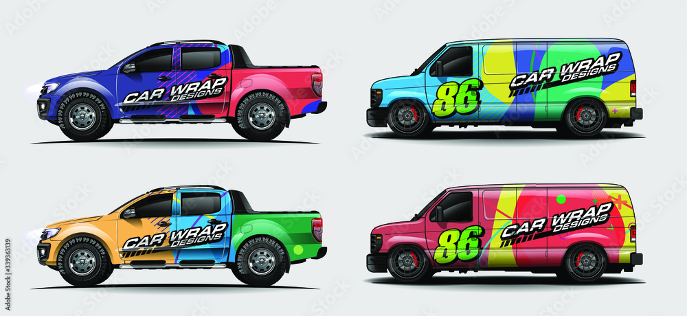 set of vehicle graphic kit vector. Modern abstract background for car ...