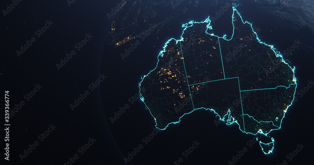 Australia map outline view from space, globe planet earth, elements of ...