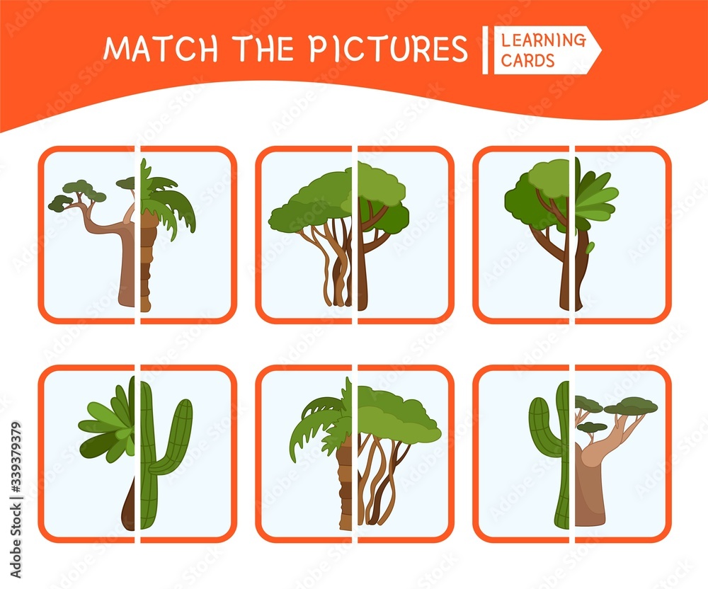 Matching children educational game. Match parts of plants. Activity for ...