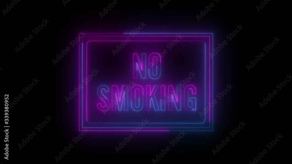 No Smoking Neon Sign Fluorescent Light Glowing On Signboard Background