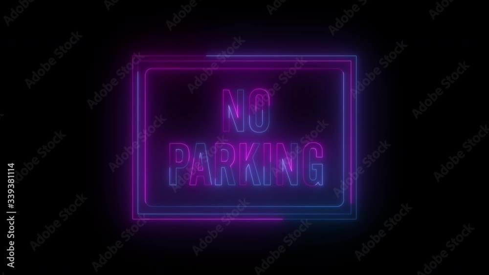 Vidéo Stock Notice No parking neon sign fluorescent light glowing on ...