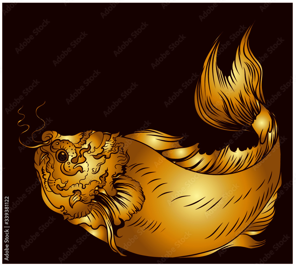 Hand drawn Koi carp fish and Japanese tattoo.doodle art Koi fish for ...