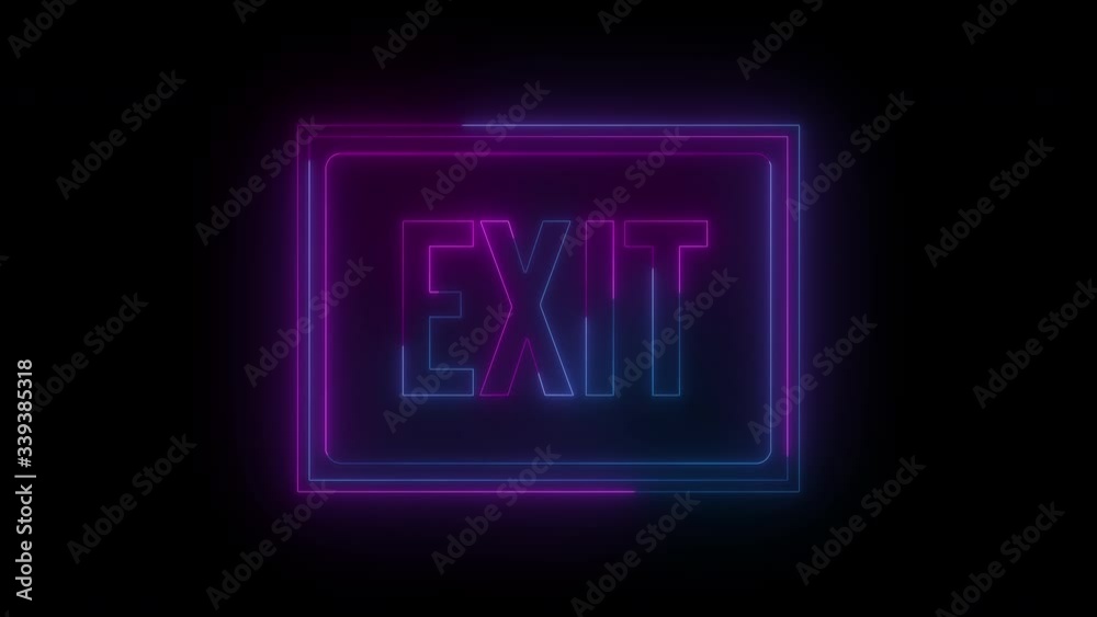 Exit neon sign fluorescent light glowing on signboard background. Text ... Exit neon sign fluorescent light glowing on signboard background. Text ...