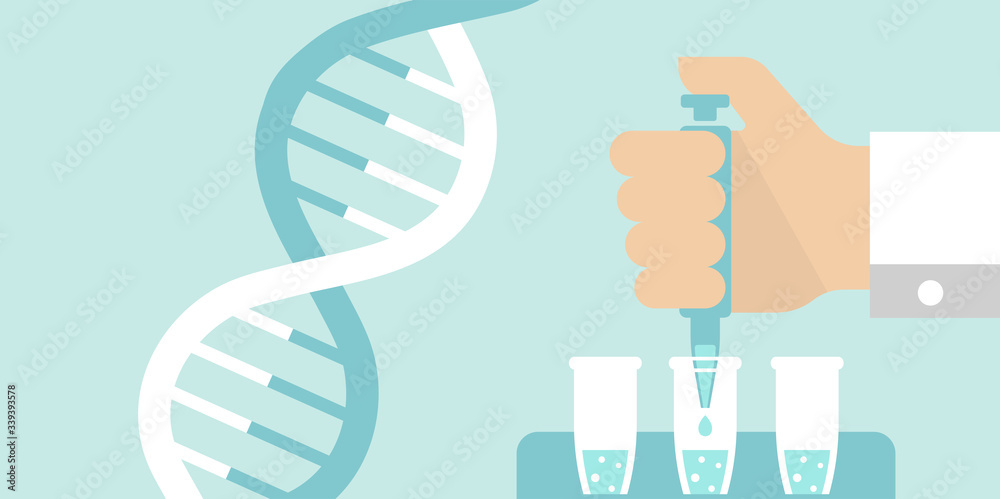 PCR (Polymerase chain reaction) test banner illustration / Novel ...
