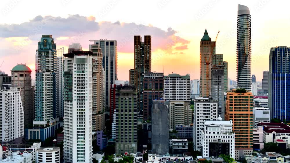 Bangkok city view point from skyscraper terrace , overlooking a ...
