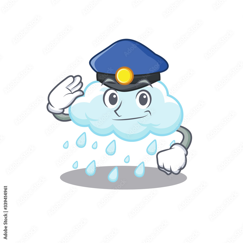 Police officer mascot design of cloudy rainy wearing a hat Stock Vector ...