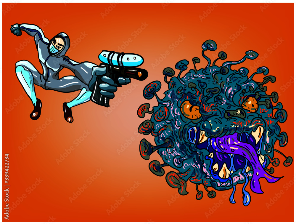 Covid-19 doctor superheroes are fighting corona virus pandemic monster ...