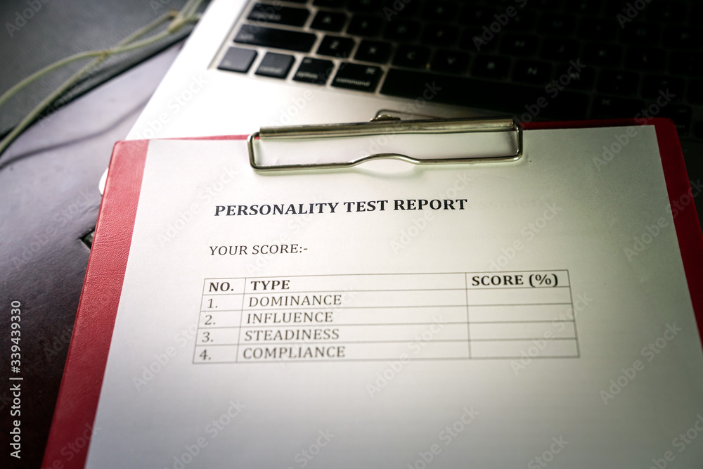 Personality test report. On clipboard. Human Resource or Job Interview ...
