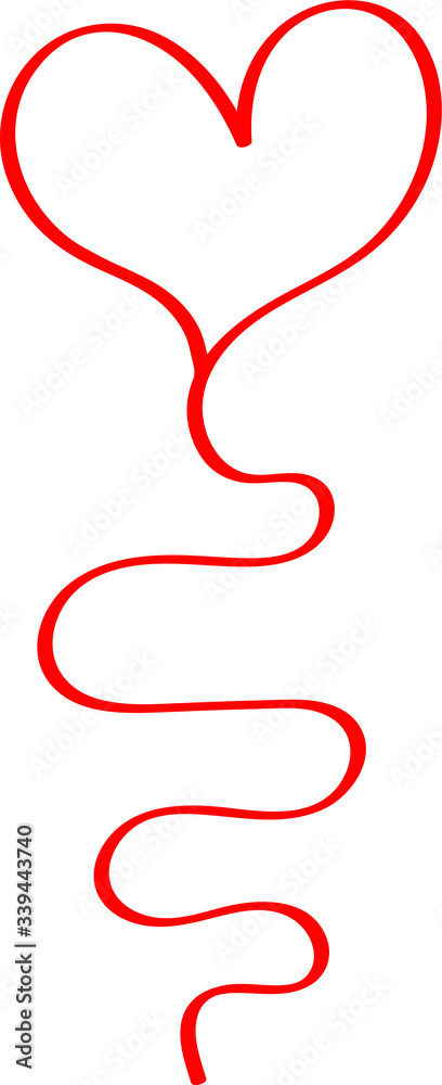 Red heart - outline drawing for an emblem or logo. Template for ...