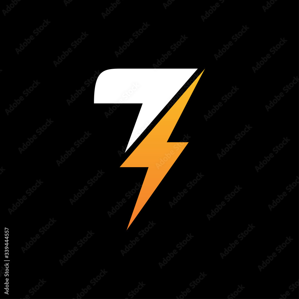 Number 7 lightning bolt logo or symbol template design Stock Vector ...