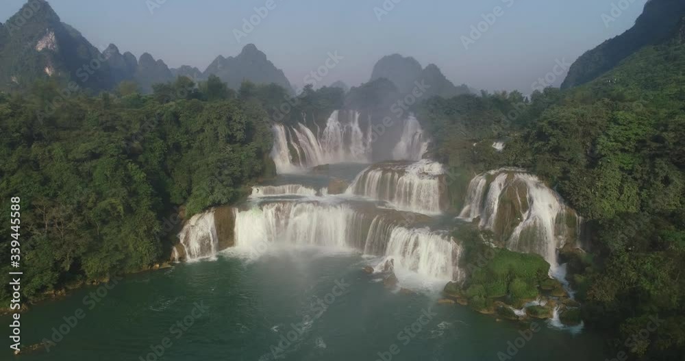 Beautiful waterfall. Ban Gioc waterfall or Detian waterfall is ...