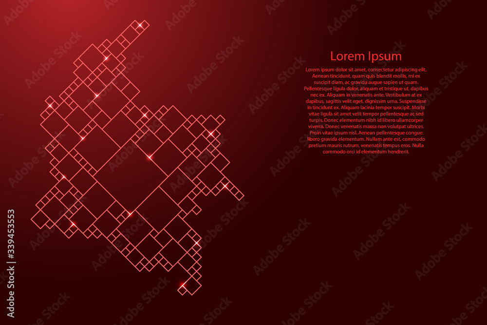 Colombia map from red pattern from a grid of squares of different sizes ...