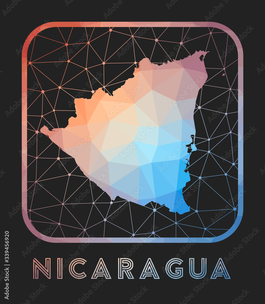 Vecteur Stock Nicaragua map design. Vector low poly map of the country ...