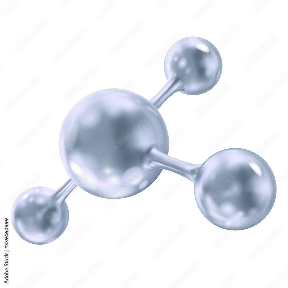 Vector 3d model of silver molecule isolated on white background Stock ...