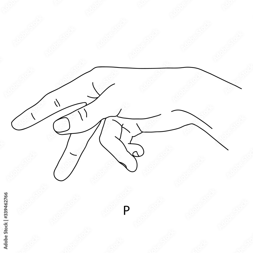 The drawing of a human hand. P is the sixteenth letter of the alphabet ...