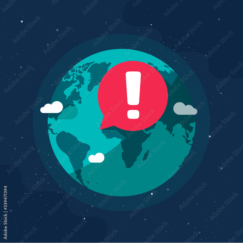 Earth planet in global danger epidemic environmental caution notices or ...