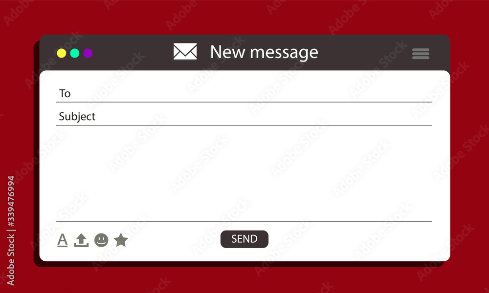Email interface banner for browser message. Blank device screen. Mock ...