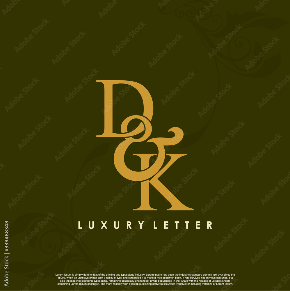 DK logo initial vector mark Gold color. Stock Vector | Adobe Stock